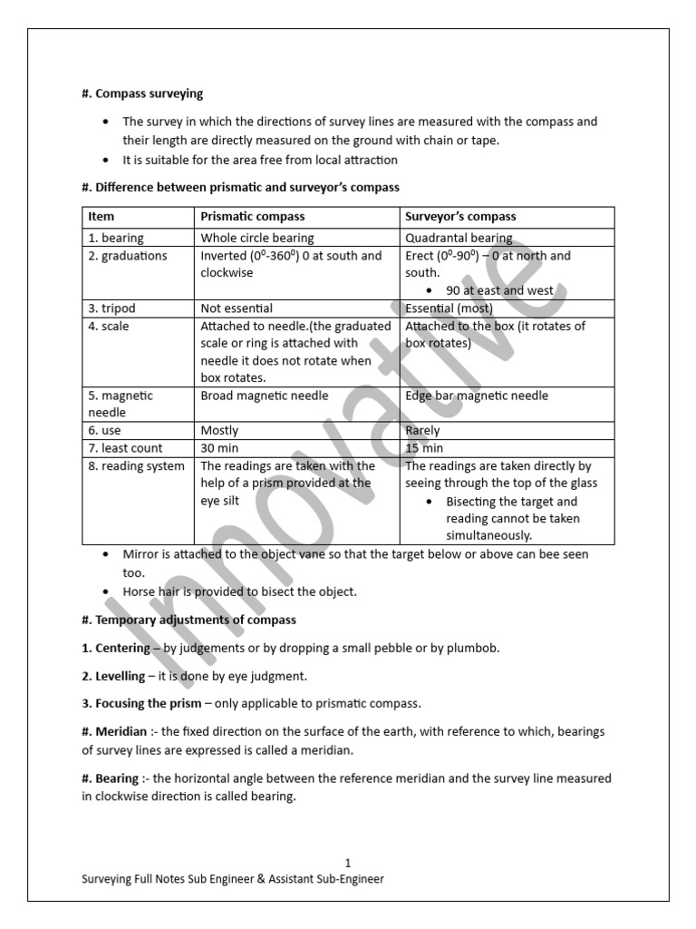 survey note | Download Free PDF | Compass | Surveying