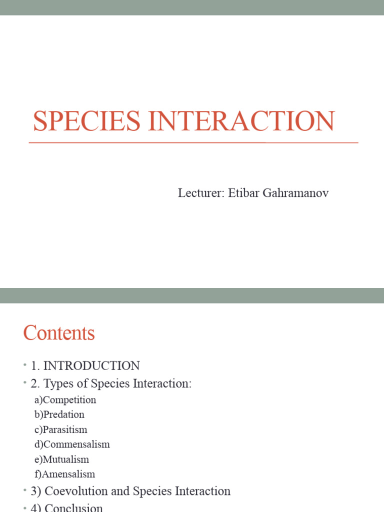 Lesson 4 Species İnteraction | PDF | Symbiosis | Parasitism