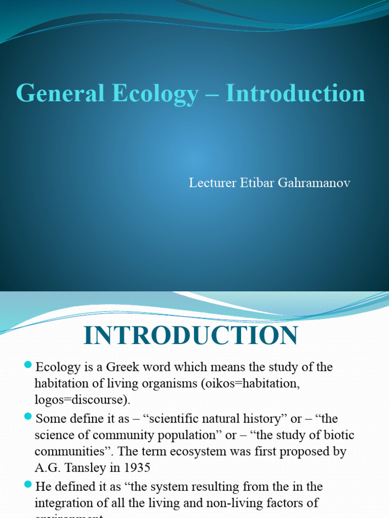 Lesson 1 General Ecology | PDF | Ecology | Ecosystem