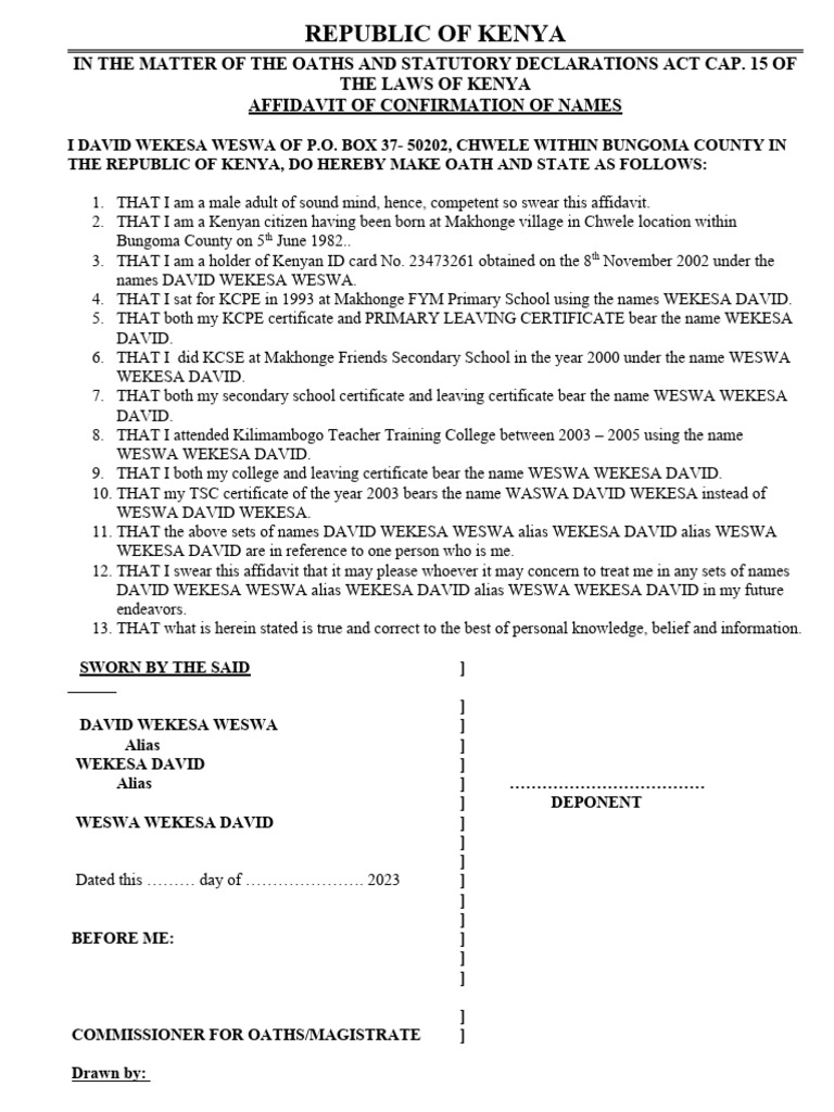 AFFIDAVIT | PDF | Affidavit | Legal Procedure