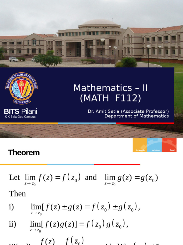 Updated Lecture March 27 and 28, 2024 - Chapter - 2 | PDF | Function (Mathematics) | Analytic ...