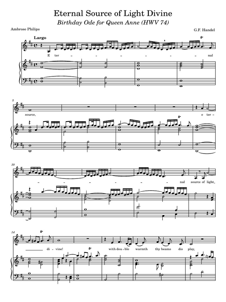 Handel's Ode: Eternal Source of Light | PDF | Choral Compositions ...