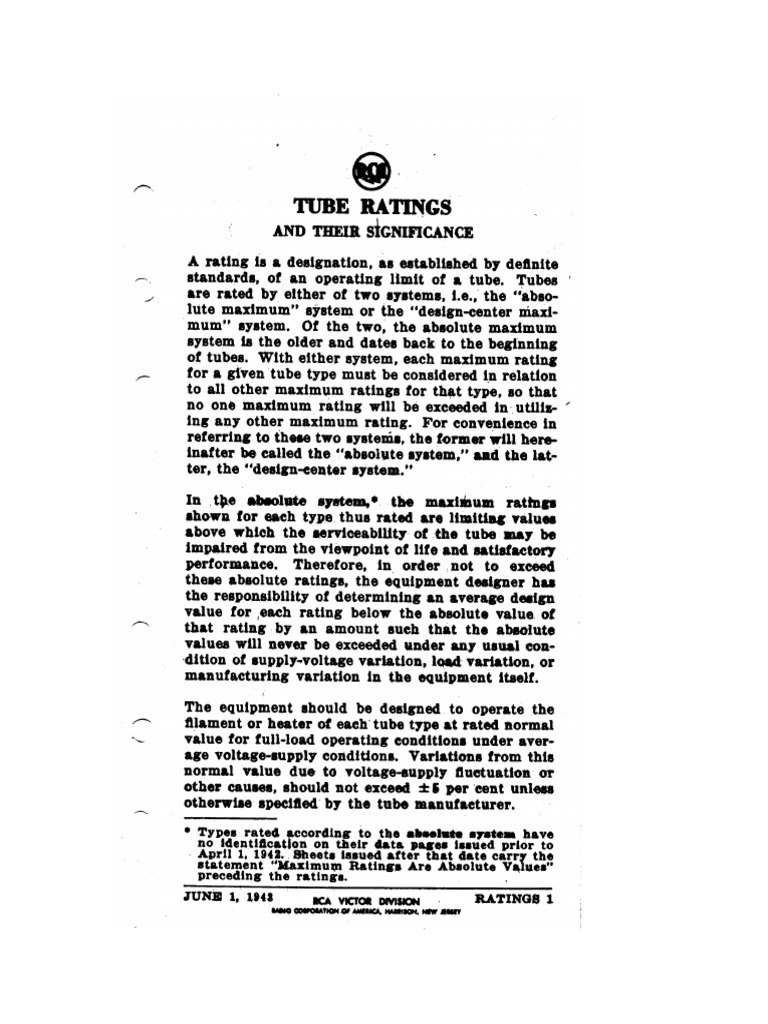 Tube Ratings | PDF