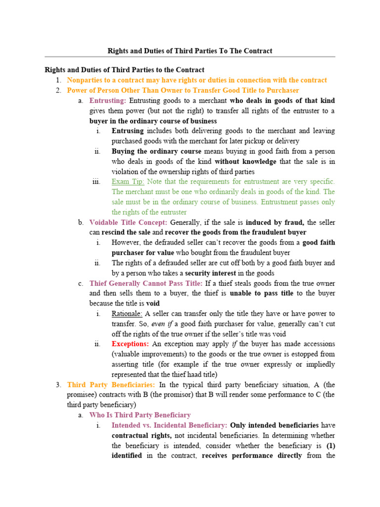 Rights and Duties of Third Parties | PDF | Assignment (Law) | Contract Law