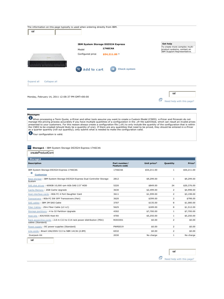 DS3500 Sample Config & Price - Feb 2011 | PDF | Modem | Computer Data Storage