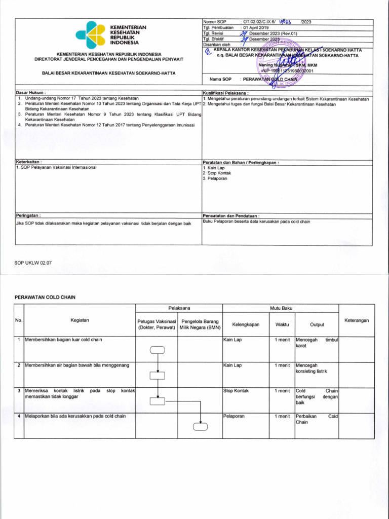 Sop Perawatan Cold Chain Pdf