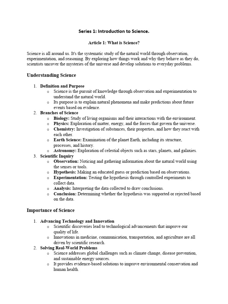 Introduction To Science - 1 What Is Science | PDF | Science | Experiment