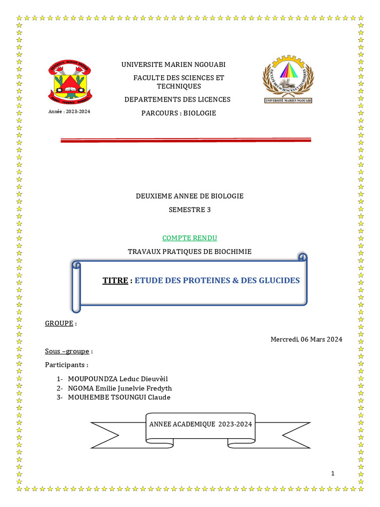 Compte Rendu TP Biochimie: Glucides et Protéines | PDF | Glucide ...