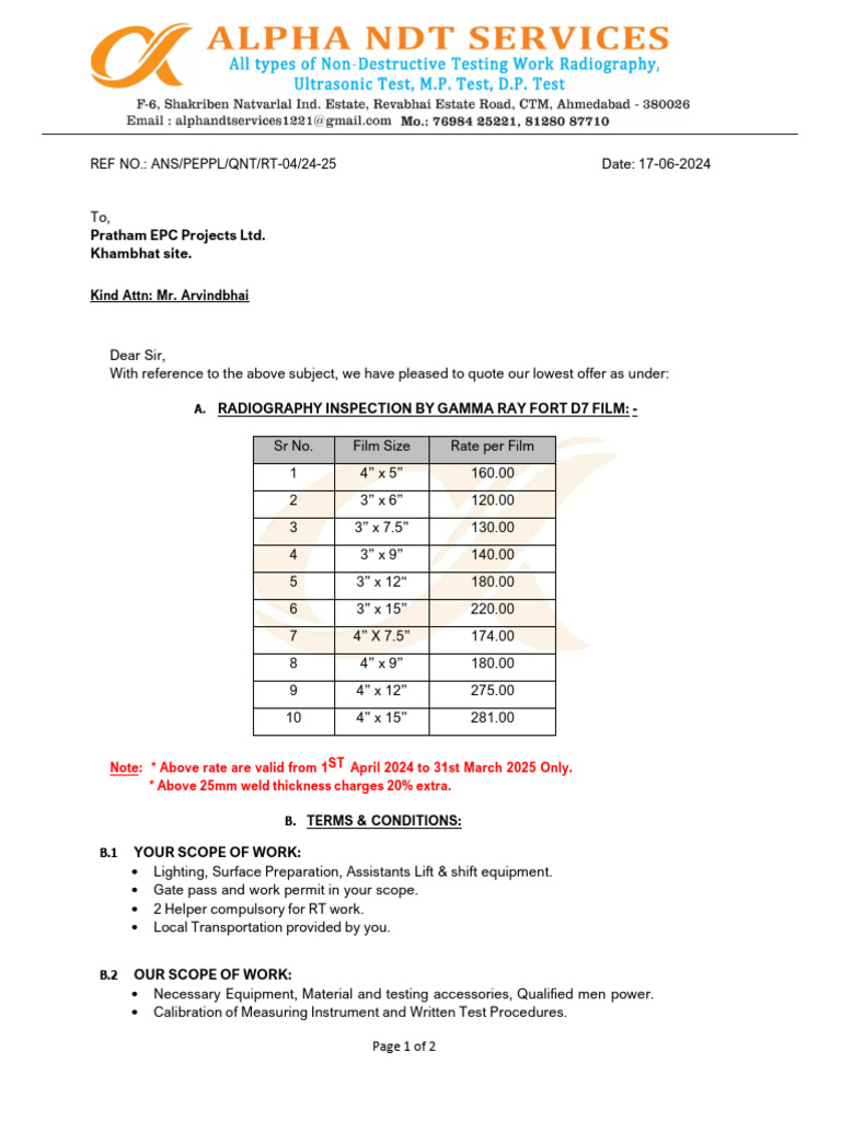 04-RT - Pratham EPC Porjects PVT LTD ALPHA NDT | PDF
