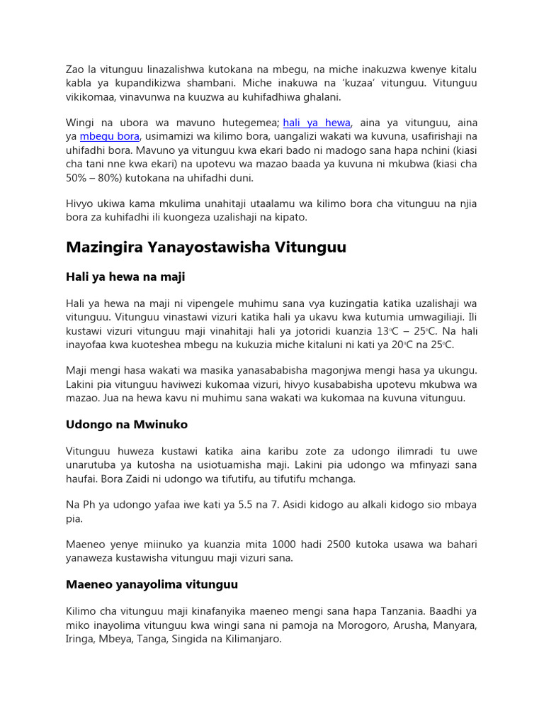 Kilimo Cha Vitunguu | PDF