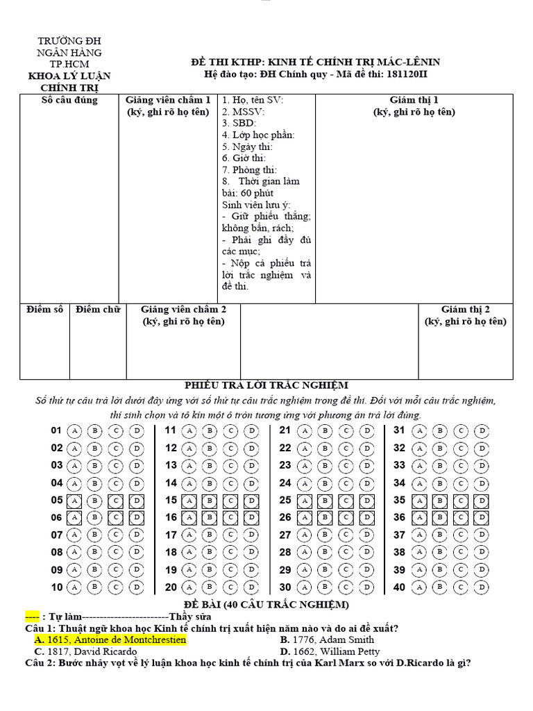 Đề thi ktct 3 | PDF