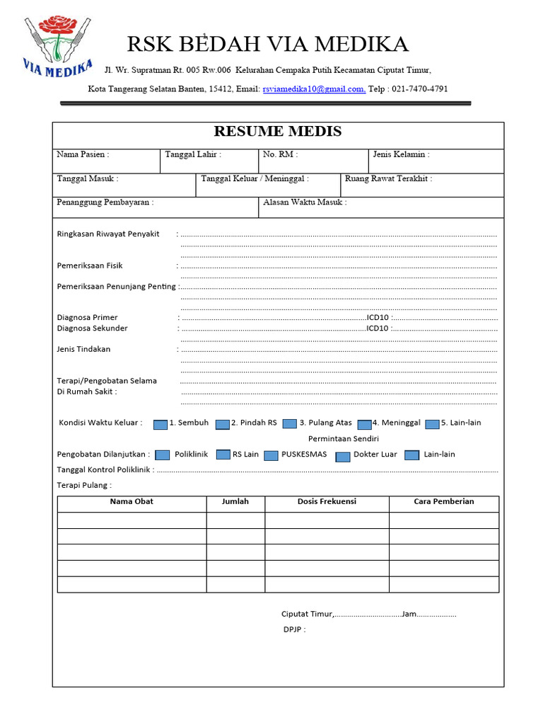 Resume Medis RSK Bedah Via Medika | PDF