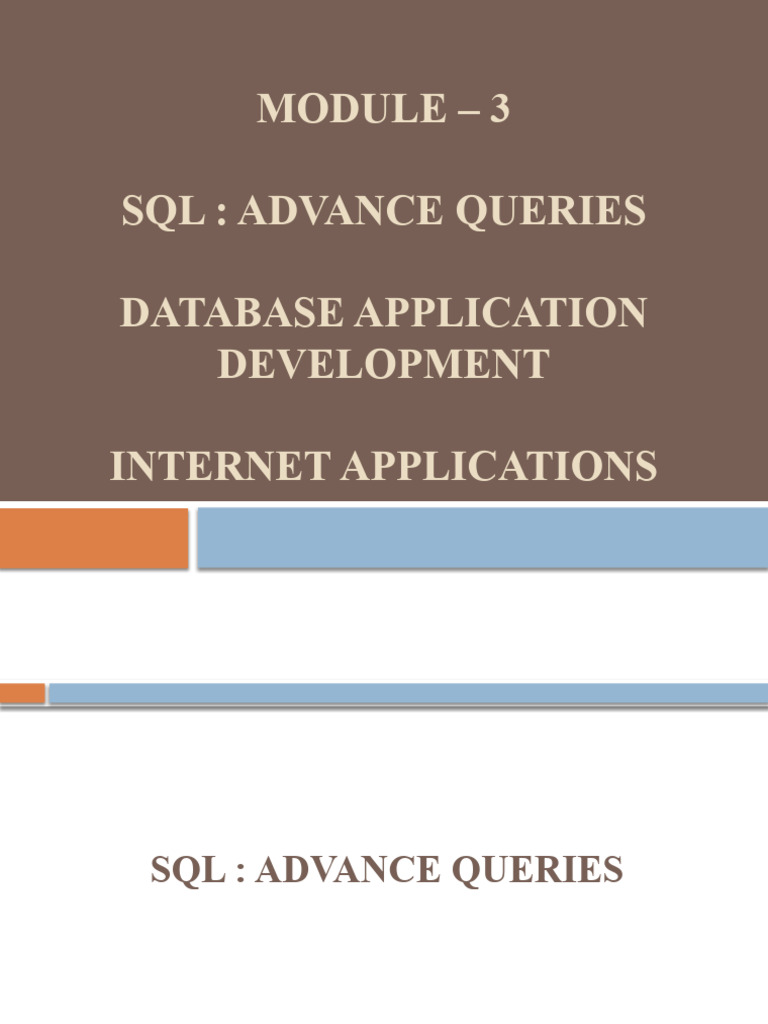 DBMS Module 3 Ppts Jan28th | PDF | Databases | Sql