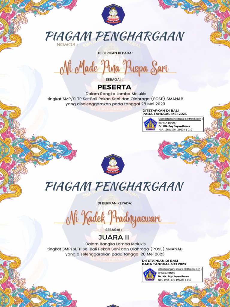 Piagam Pose 2023 | PDF