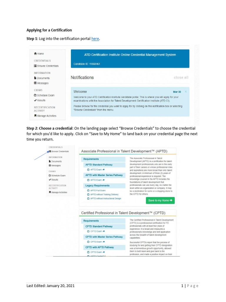Applying For A Certification Step by Step | PDF