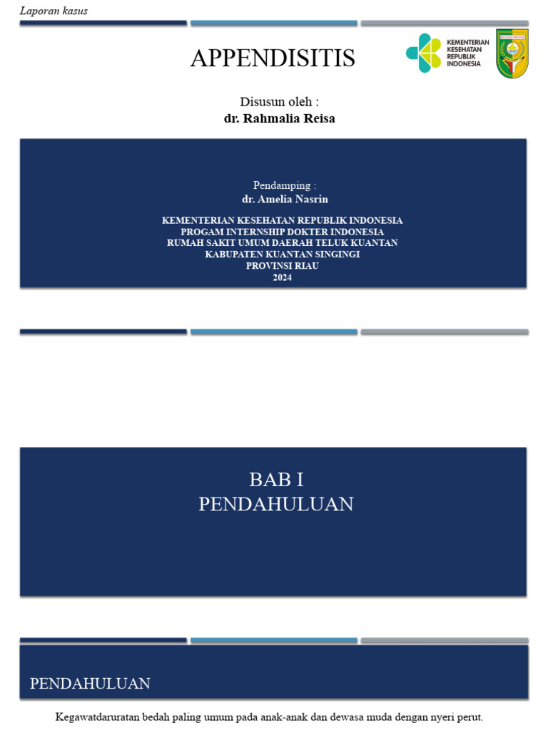 Laporan Kasus Appendisitis - Dr. Rahmalia Reisa | PDF