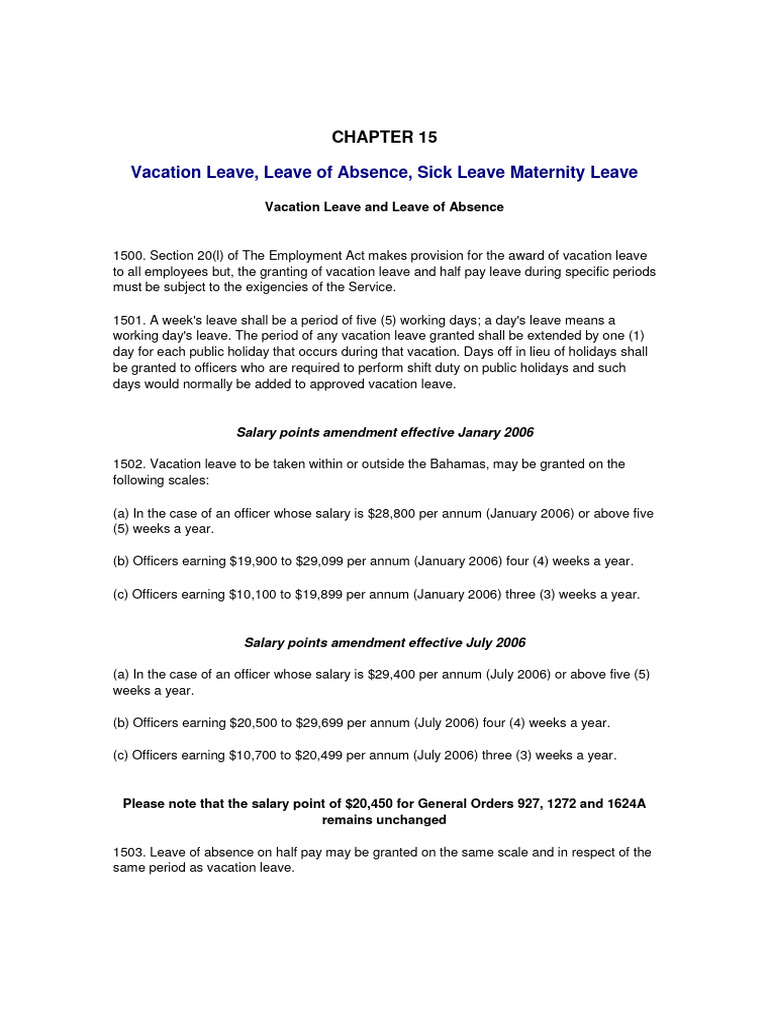 Vacation Leave Policies and Guidelines | PDF | Sick Leave | Private Law