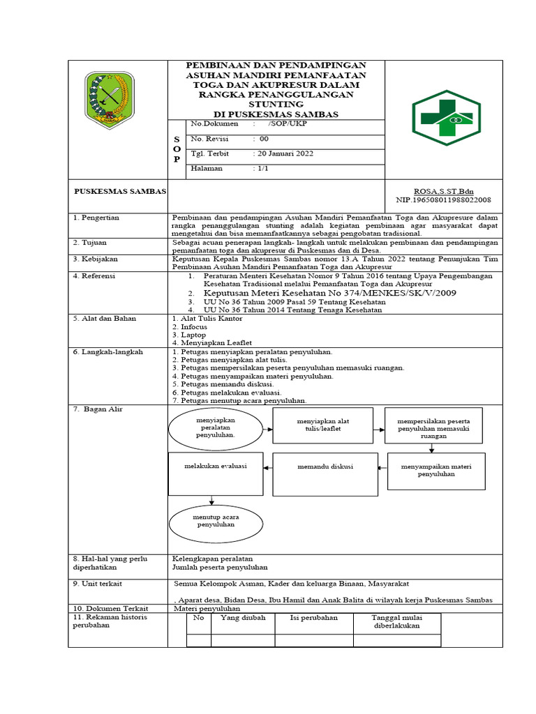 Sop Pembinaan Asman Toga Dan Akupresur 2023 | PDF