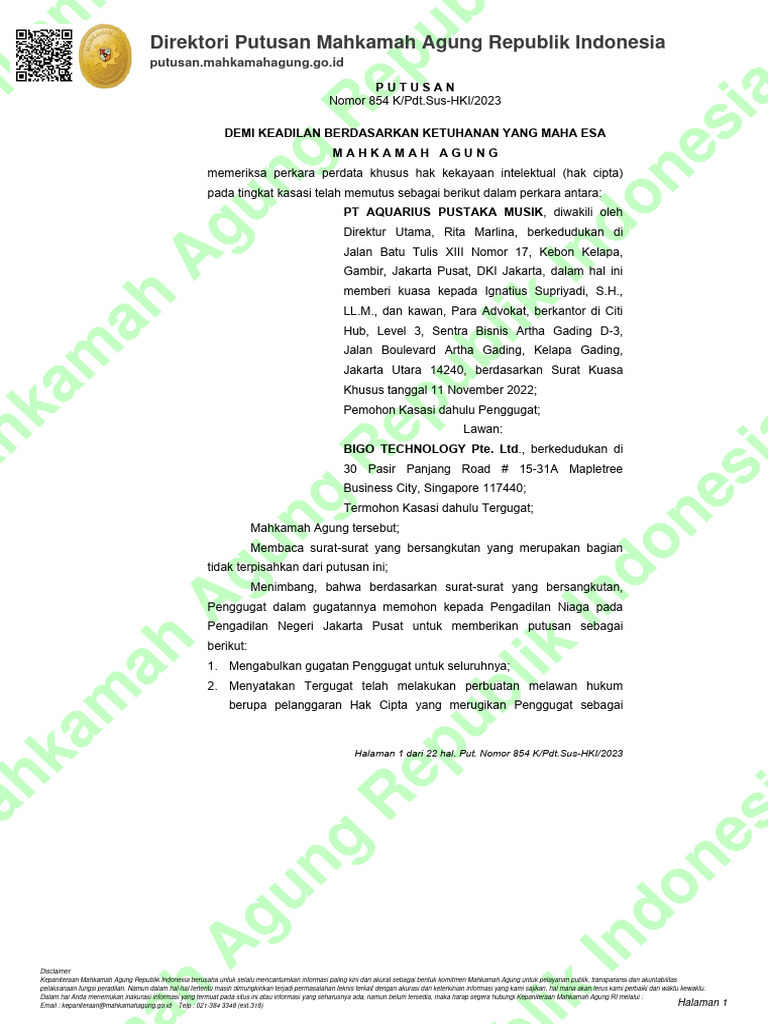 Putusan 854 K PDT - Sus-Hki 2023 20240627130332 | PDF