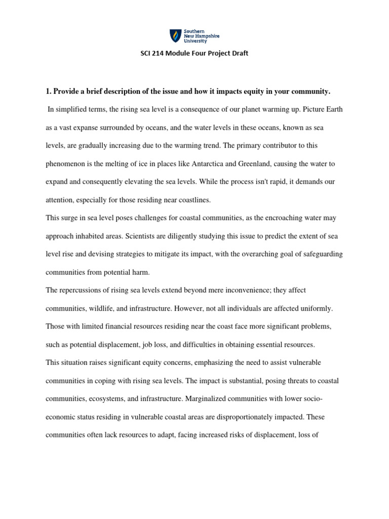 SCI 214 Module Four Project Draft | PDF | Sea Level Rise | Coast