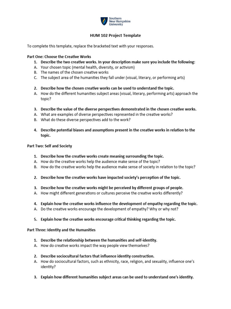 HUM 102 Final Project Template | PDF | Identity (Social Science) | Self Concept