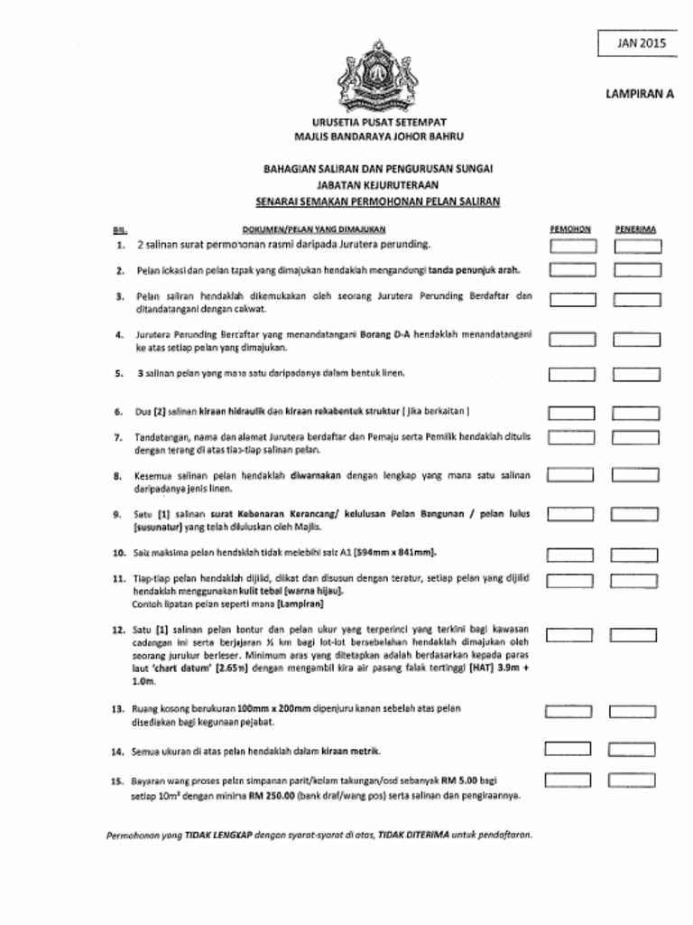 Mbjb-Checklist Saliran | PDF