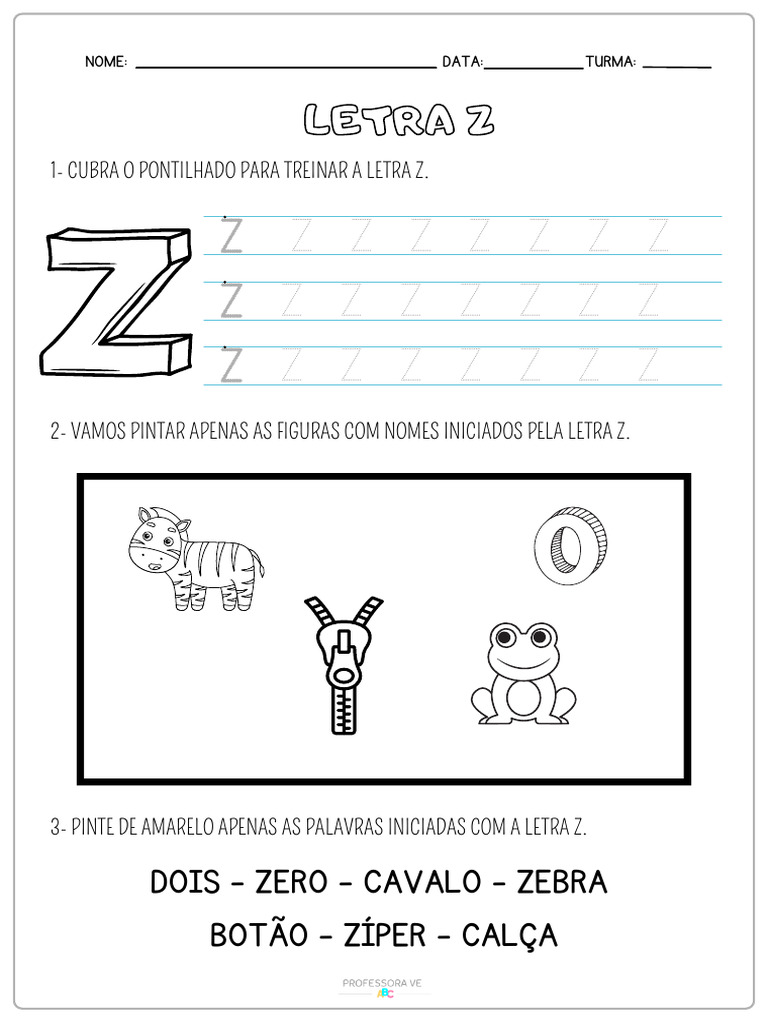 Atividades Da Letra Z | PDF | Fonética | Linguística