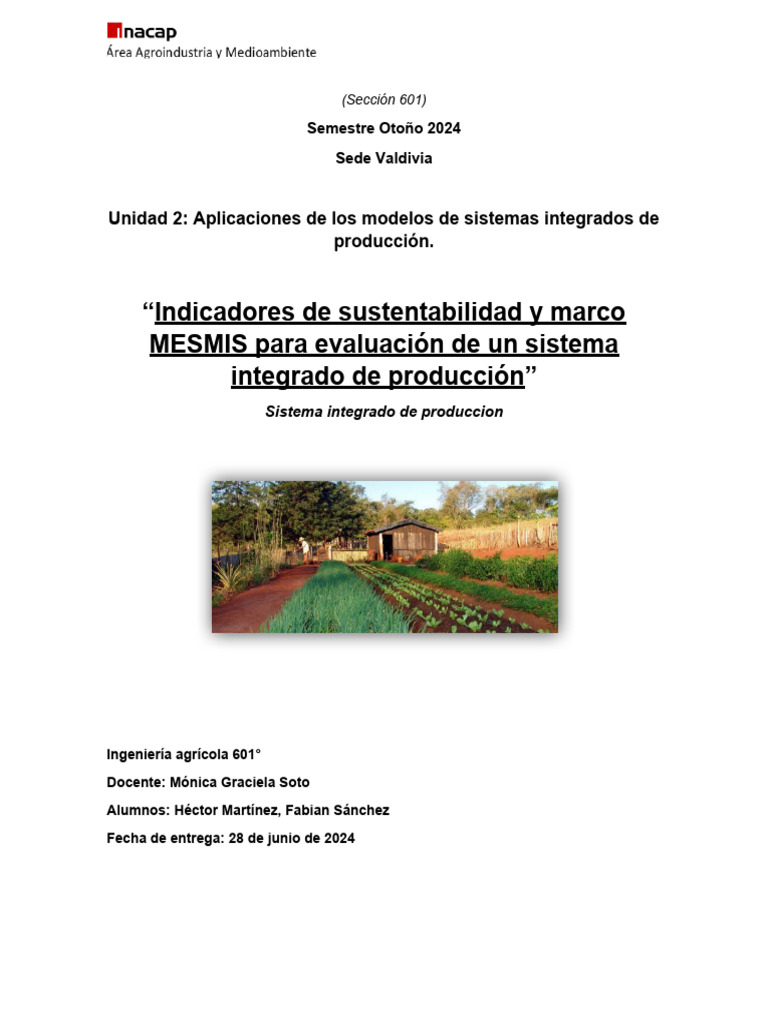 Ev3. Indicadores de Sustentabilidad y Marco MESMIS (FS-HM) SECCION 601 ...