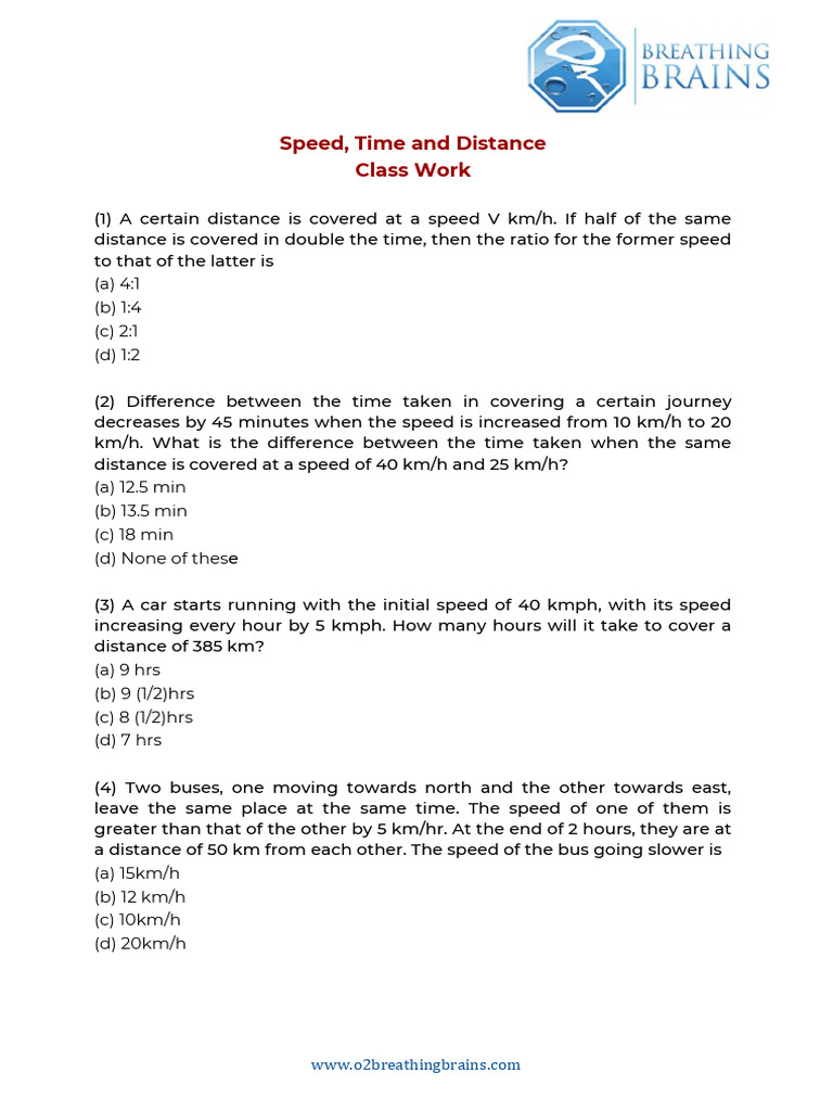 Speed, Time, and Distance Exercises | PDF | Speed | Transport