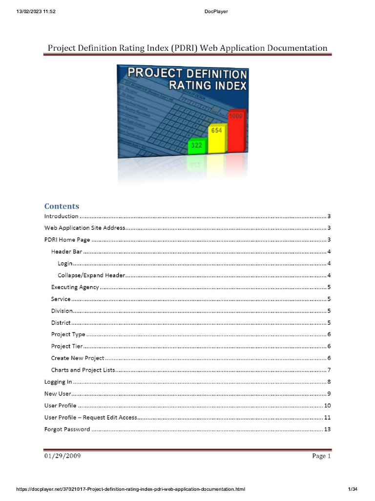 Project Definition Rating Index (PDRI) .. | PDF
