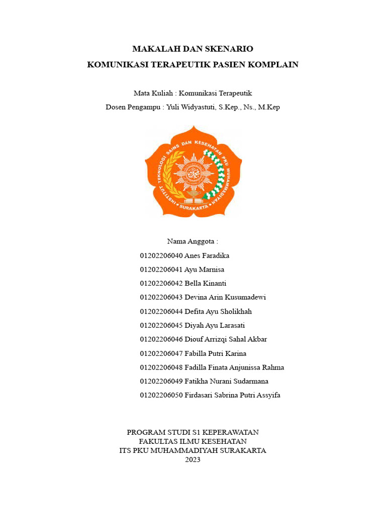 Kelp1 - Komplain - Komunikasi Terapeutik Bu Yuli | PDF