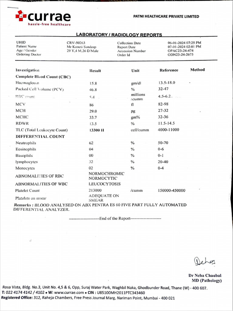 Blood and CRP LUNG | PDF