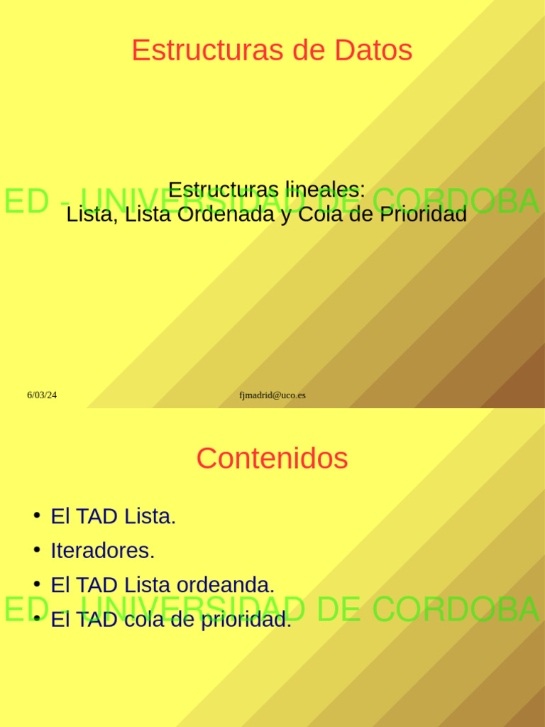 02-03-Estructuras Lineales List Sortedlist Pqueue | PDF | Ingeniería de software | Paradigmas de ...