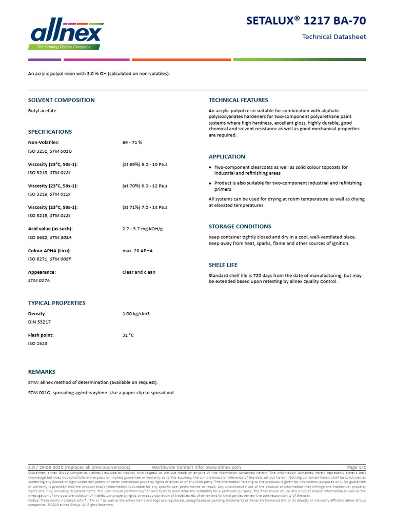 Setalux 1217 Ba 70 - en - A4 | PDF | Intellectual Property | Trademark