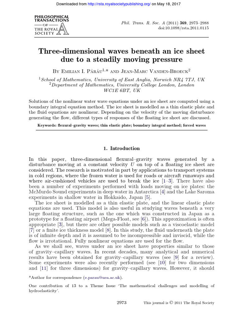 Parau, Vanden-Broeck, Părău - 2011 - Three-Dimensional Waves Beneath An ...