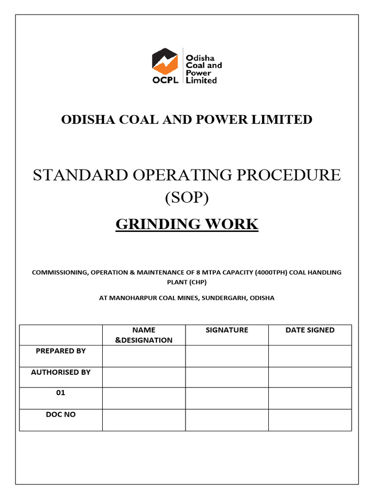 Sop For Grinding-02 | PDF | Personal Protective Equipment | Grinding ...