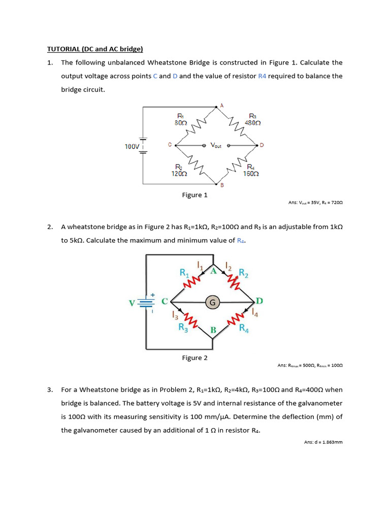 Tutorial Ac DC Bridges | PDF | Capacitor | Electrical Resistance And ...