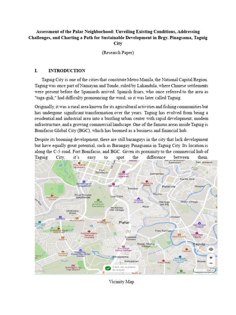 Assessment of The Palar Neighborhood: Unveiling Existing Conditions ... Assessment of The Palar Neighborhood: Unveiling Existing Conditions ...