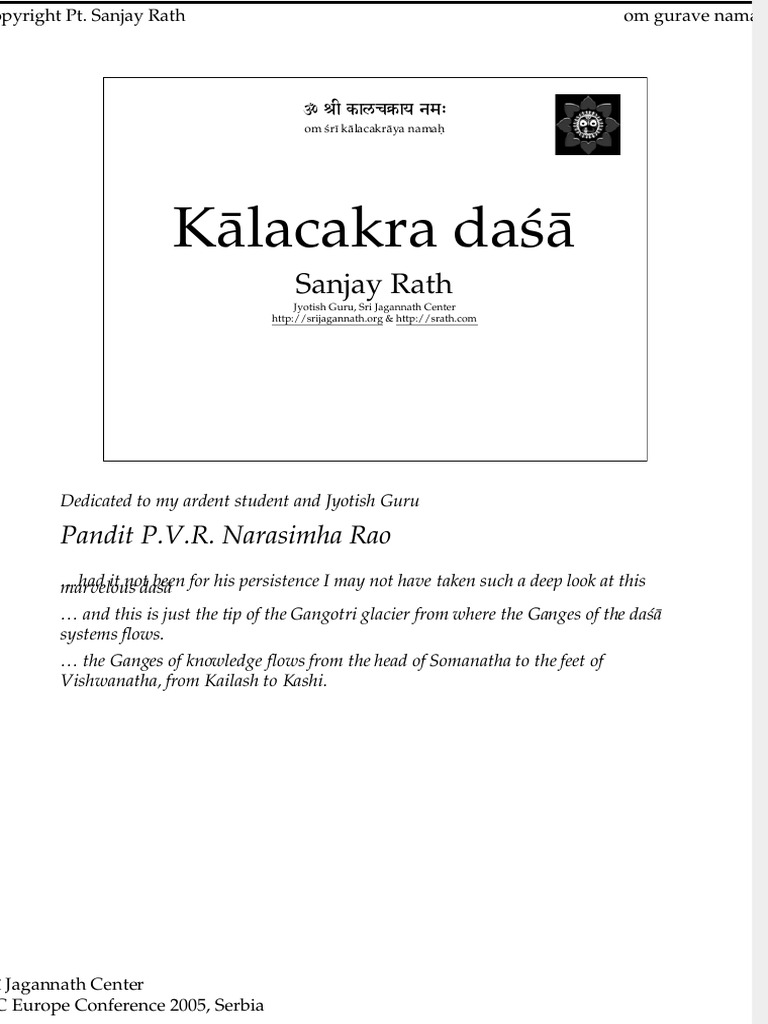 Dokumen - Tips - Sanjay Rath Kalachakra Dasa | PDF | Planets In ...