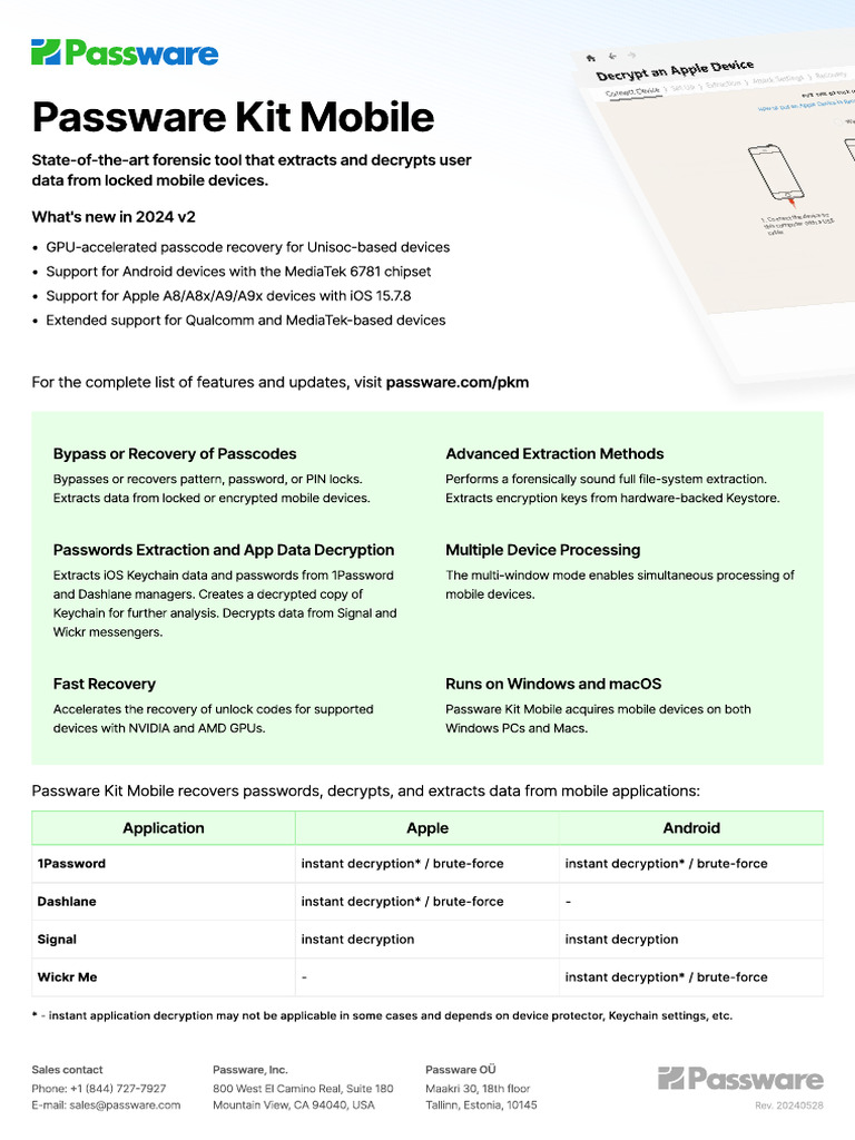 Passware Kit Mobile Datasheet | PDF | Encryption | Ios
