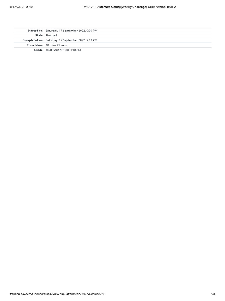 M19-01-1 Automata Coding (Weekly Challenge) - SEB - Attempt Review | PDF | Software Engineering ...