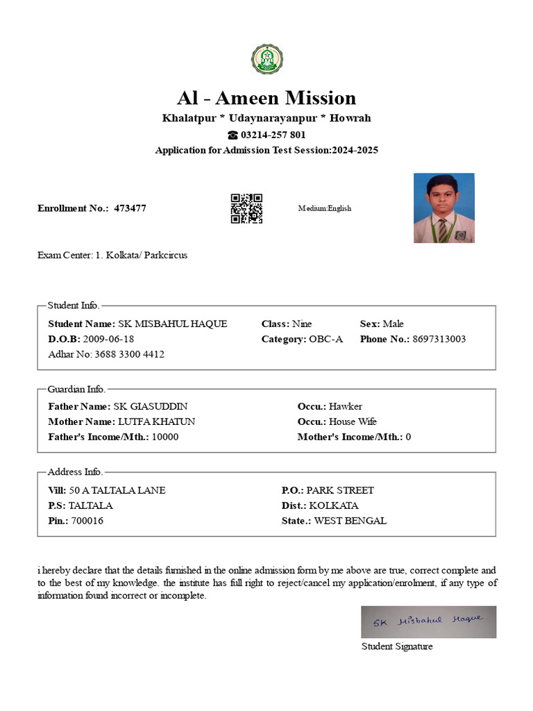 Alameen Mission Form | PDF