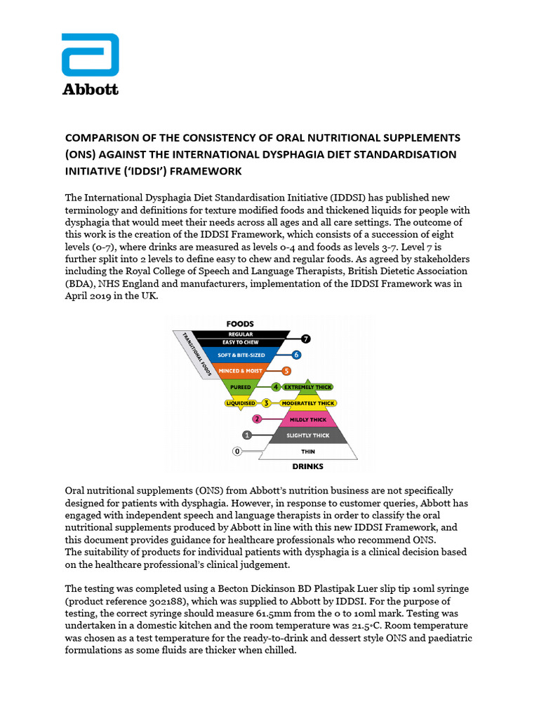 Abbott Ons Iddsi Levels | PDF | Health Care