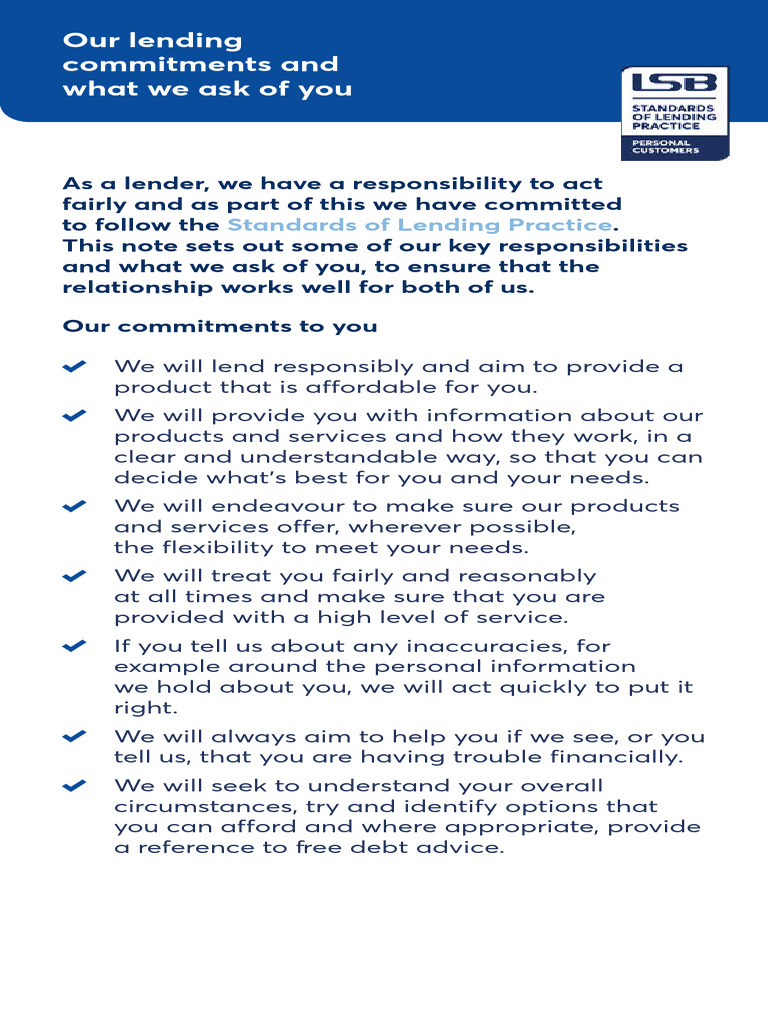 Standards of Lending Practice | PDF | Loans | Liability (Financial ...