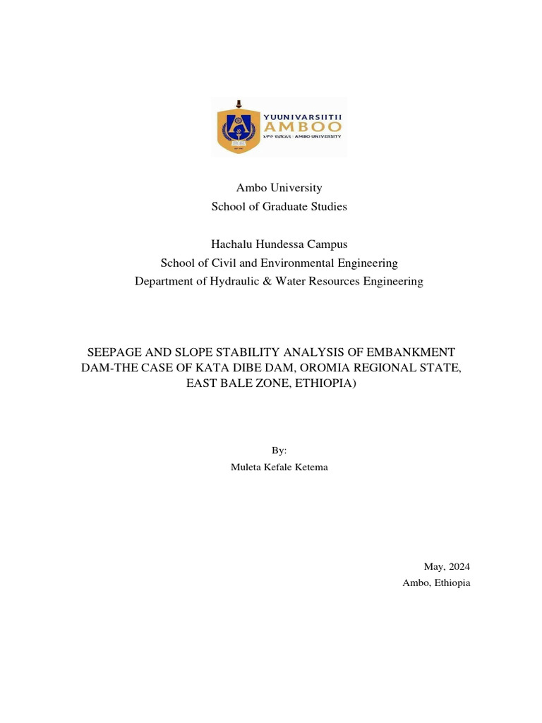 Muleta Kefale - Revised 08-05-2024 | PDF | Soil Mechanics | Dam