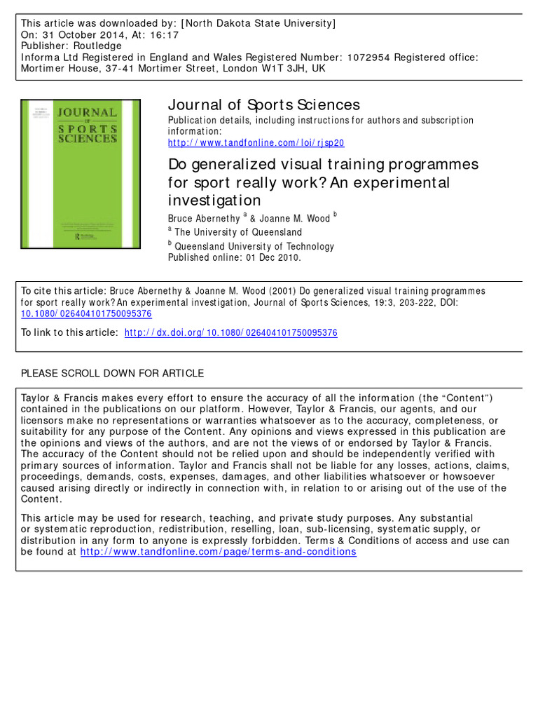 Abernethy 2001 | PDF | Vision | Senses