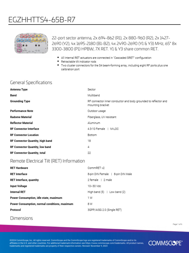 Egzhhtts4 65b r7 Product Specifications | PDF | Antenna (Radio) | Electronics