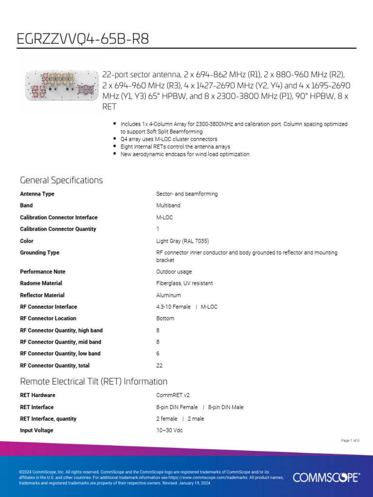 Egrzzvvq4 65b r8 Product Specifications | PDF | Antenna (Radio ...
