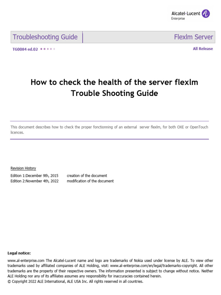 TG0084en-Ed02 How To Check The Health of The Server Flexlm Troubleshooting Guide | PDF | Virtual ...