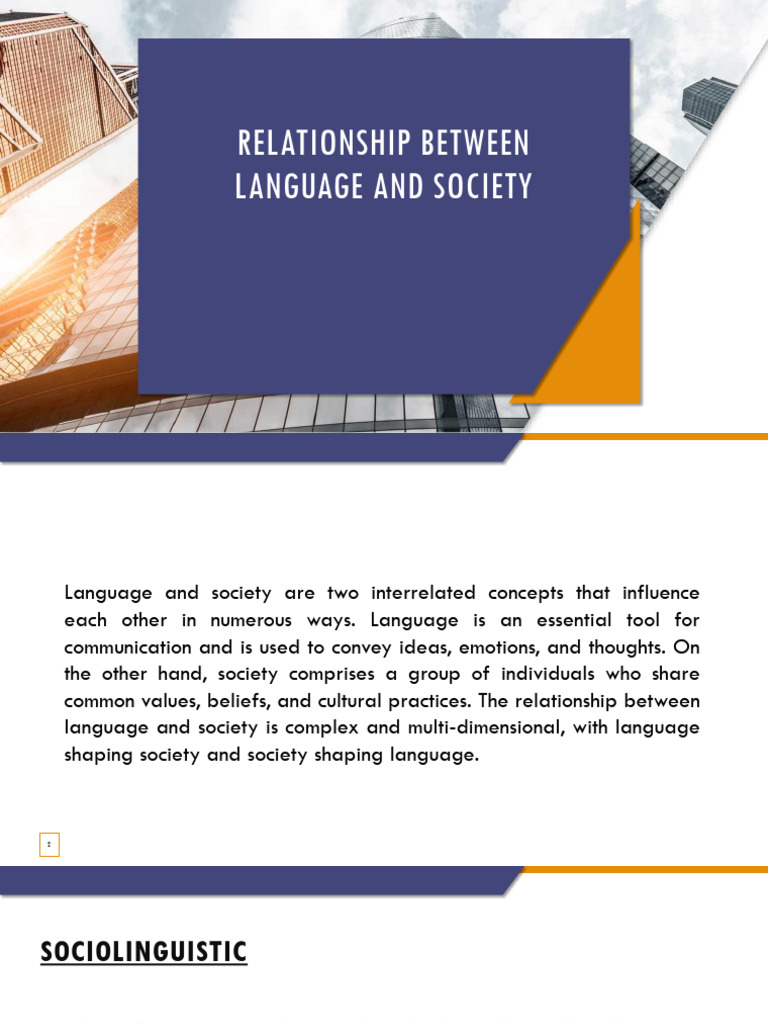 The Relationship Between Language and Society | PDF | Sociolinguistics | Human Communication